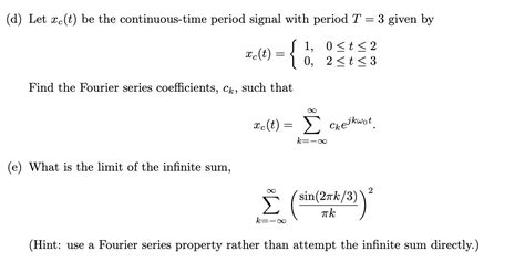 Solved 1 Fourier Series Properties First Recall The