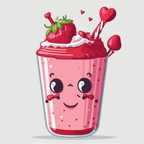 Cute Cartoon Milkshake Download Cute Cartoon Milkshake With Hearts And