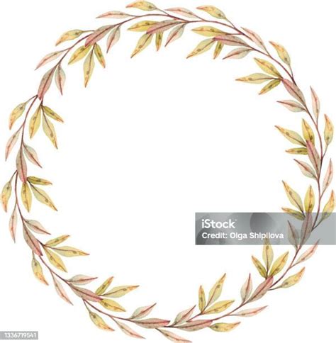 카드 초대장 장식 스티커 인쇄 및 기타 사용의 디자인을위한 잎이있는 가지의 간단한 둥근 프레임 가을에 대한 스톡 벡터 아트 및 기타 이미지 Istock