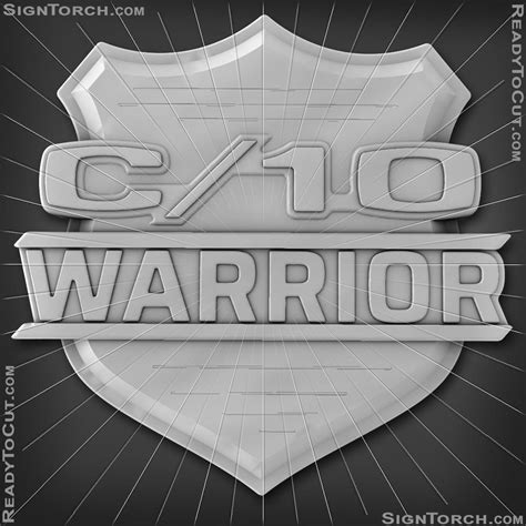 2d To 3d C10 Badge Dxf Svg Cut Files For Cnc Plasma Router Laser Waterjet Vinyl Cutter