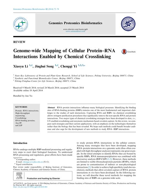 Pdf Genome Wide Mapping Of Cellular Proteinrna Interactions Enabled