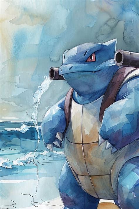 Blastoise Poster Watercolor Pokemon Wall Decor T For Him Playroom