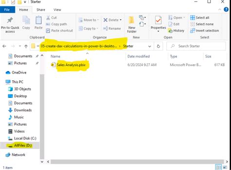 power bi incorrect file location in the setup instructions for the lab