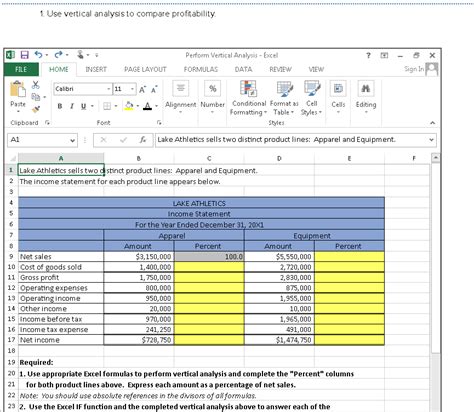 Solved 1 Use Vertical Analysis To Compare Profitability