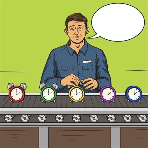 Premium Vector Man Working On Assembly Line Pop Art Style Vector