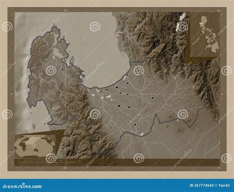 Pangasinan Philippines Sepia Major Cities Stock Illustration