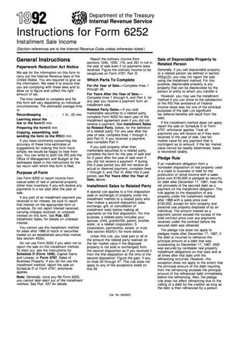 Instructions For Form 6252 Printable Pdf Download