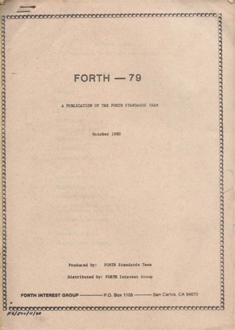 Forth 79 Standard Manual Computing History