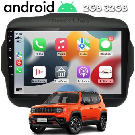 Central Multimidia Android Jeep Renegade 201 A 2023 Gps Wifi Bluetooth Auto Carplay 9 Polegadas