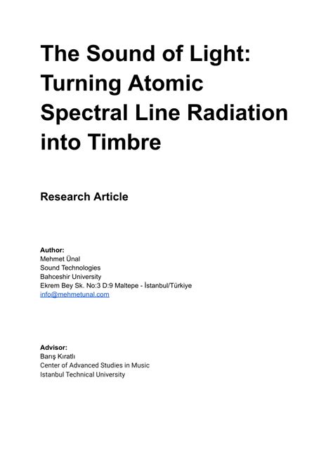 Pdf The Sound Of Light Turning Atomic Spectral Line Radiation Into