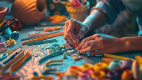 The Picture Depicting Smart Skillful Artist Working In Vibrant Workshop Aig61 Stock