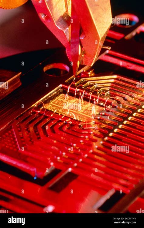 Microprocessor Manufacture A Machine Placing Connections From A Microprocessor To Surrounding