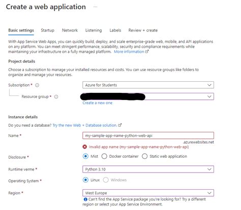 Cant Create App Service Invalid App Name Microsoft Qanda