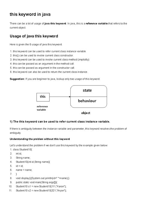 This Keyword In Java There Can Be A Lot Of Usage Of Java This Keyword