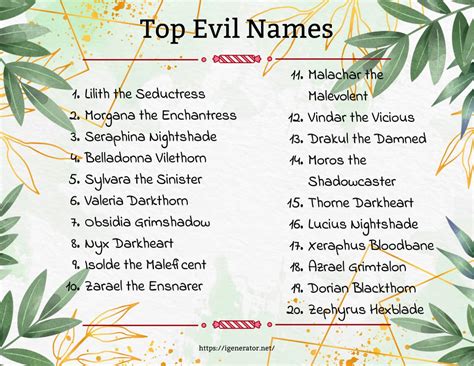 Evil Name Generator 471 Evil Name Ideas