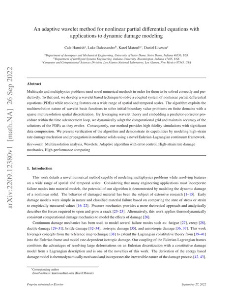 pdf an adaptive wavelet method for nonlinear partial differential
