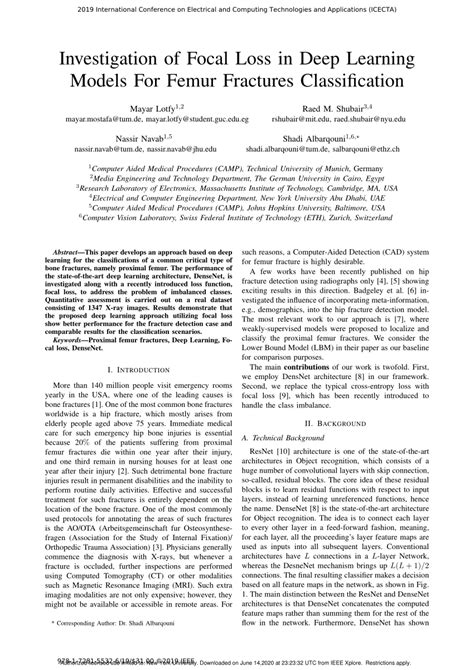 Pdf Investigation Of Focal Loss In Deep Learning Models For Femur Fractures Classification