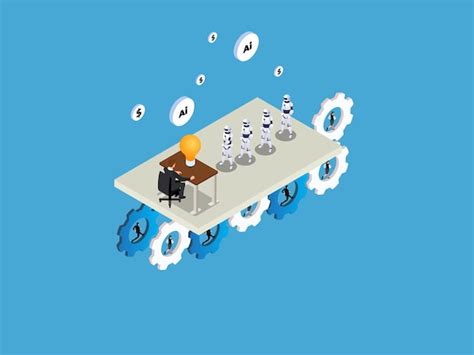 premium vector robots replacing humans at work and business