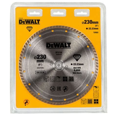 Dewalt Dt3732 Turbo Diamond Saw Blade 230 X 22 2 Mm Universal ალმასის საჭრელი დისკი Turbo 230