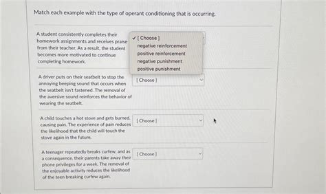 solved match each example with the type of operant