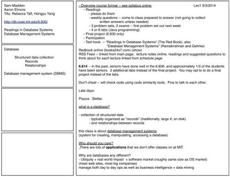 6 830 lecture 1 mit database group