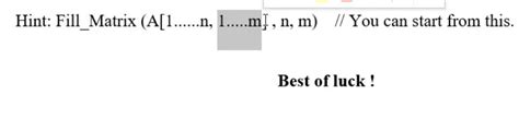 solved question [10 marks] given a matrix of size nxm where