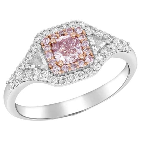 Fancy Pink Diamond Engagement Ring Set With A 034carat Center Cushion