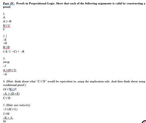 Solved Part IV Proofs In Propositional Logic Show That Chegg