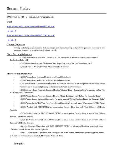 Sonams Resume Pdf