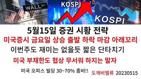 증권시황전략 5월15일 금요일 미국증시 상승출발 하락마감 아래꼬리 길게 유럽증시 상승마감 우리증시 전략은 오늘은 돈에 흐름만