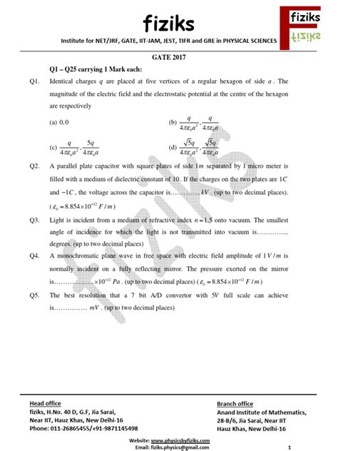 Gate 2017 Pdf Amplifier Capacitor