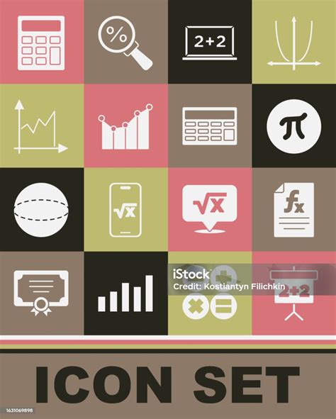 칠판 함수 수학 기호 파이 그래프 일정 차트 다이어그램 계산기 및 아이콘을 설정합니다 벡터 0명에 대한 스톡 벡터 아트 및 기타
