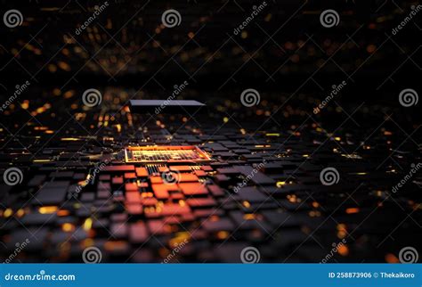 3d Rendering Microprocessor Cpu Chipset Central Processor Unit On The Illumination Circuit