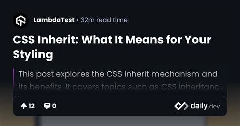 Css Inherit What It Means For Your Styling Dailydev