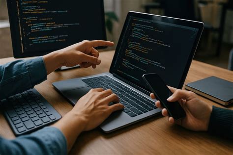 Collaborative Coding On Multiple Devices Free Photo Rawpixel