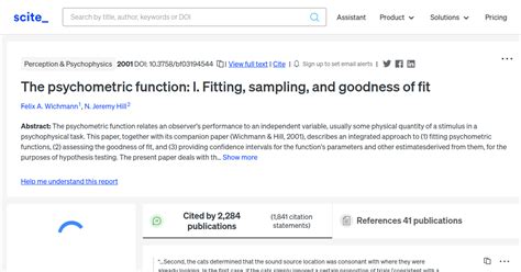 The Psychometric Function I Fitting Sampling And Goodness Of Fit