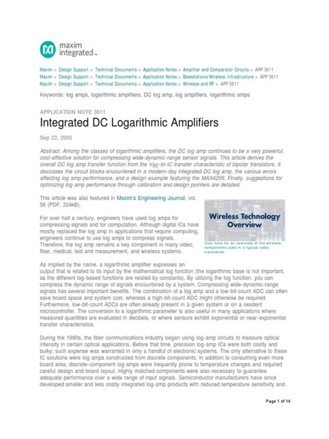 An3611 Op Amp Log Antilog Pdf Pdf Amplifier Operational Amplifier