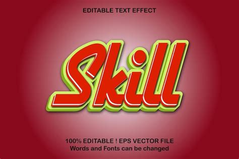 Eps Skill 3d текстовый эффект Премиум векторы