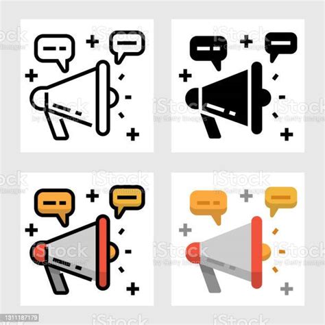 마케팅 프로모션 및 메가폰 아이콘 벡터 디자인은 채워진 얇은 선 윤곽및 플랫 스타일 디자인에 대한 스톡 벡터 아트 및 기타 이미지 디자인 마케팅 메시지 Istock