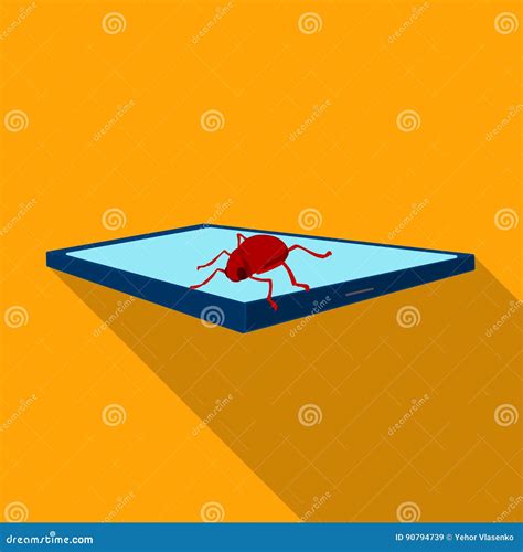 Computer Virus Icon In Flat Style Isolated On White Background Hackers And Hacking Symbol Stock