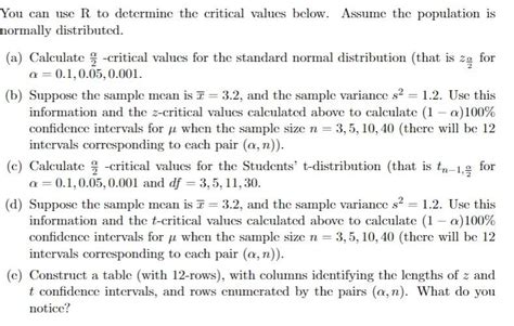 Solved You Can Use R To Determine The Critical Values Below Chegg