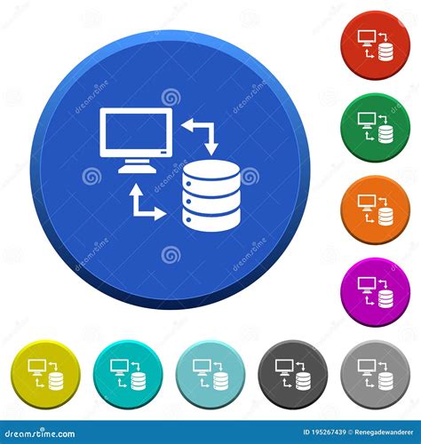 syncronize data with database beveled buttons stock vector