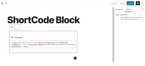 shortcode block documentation