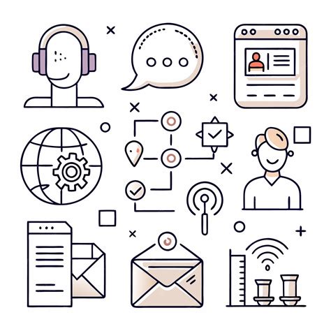 Customer Service Support And Network Communication Line Icons Premium Ai Generated Vector