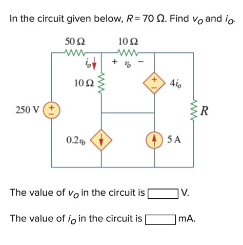 solved in the circuit given below r 70Ω ﻿find vo ﻿and