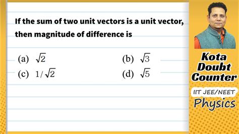 If The Sum Of Two Unit Vectors Is A Unit Vector Then Magnitude Of