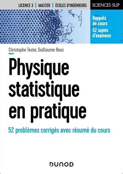 Physique Statistique En Pratique 52 Problèmes Corrigés Avec Résumé Du