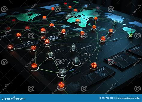Screen With Network Topology And Threats Cyber Security Data Protection