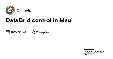 Datagrid Control In Maui C Datagrid Control In Maui C