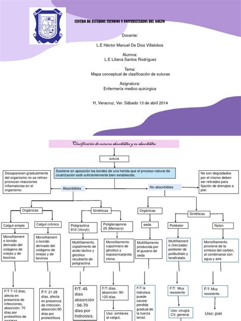 Mapa Conceptual Clasificacion De Suturas Pdf Sutura Quirúrgica